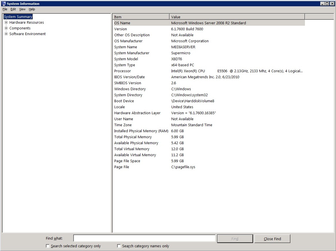 WHS Server / Windows Server 2008r2 build